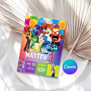 Inside Out 2 Birthday Invitation: Editable Movie Theme (digital ...