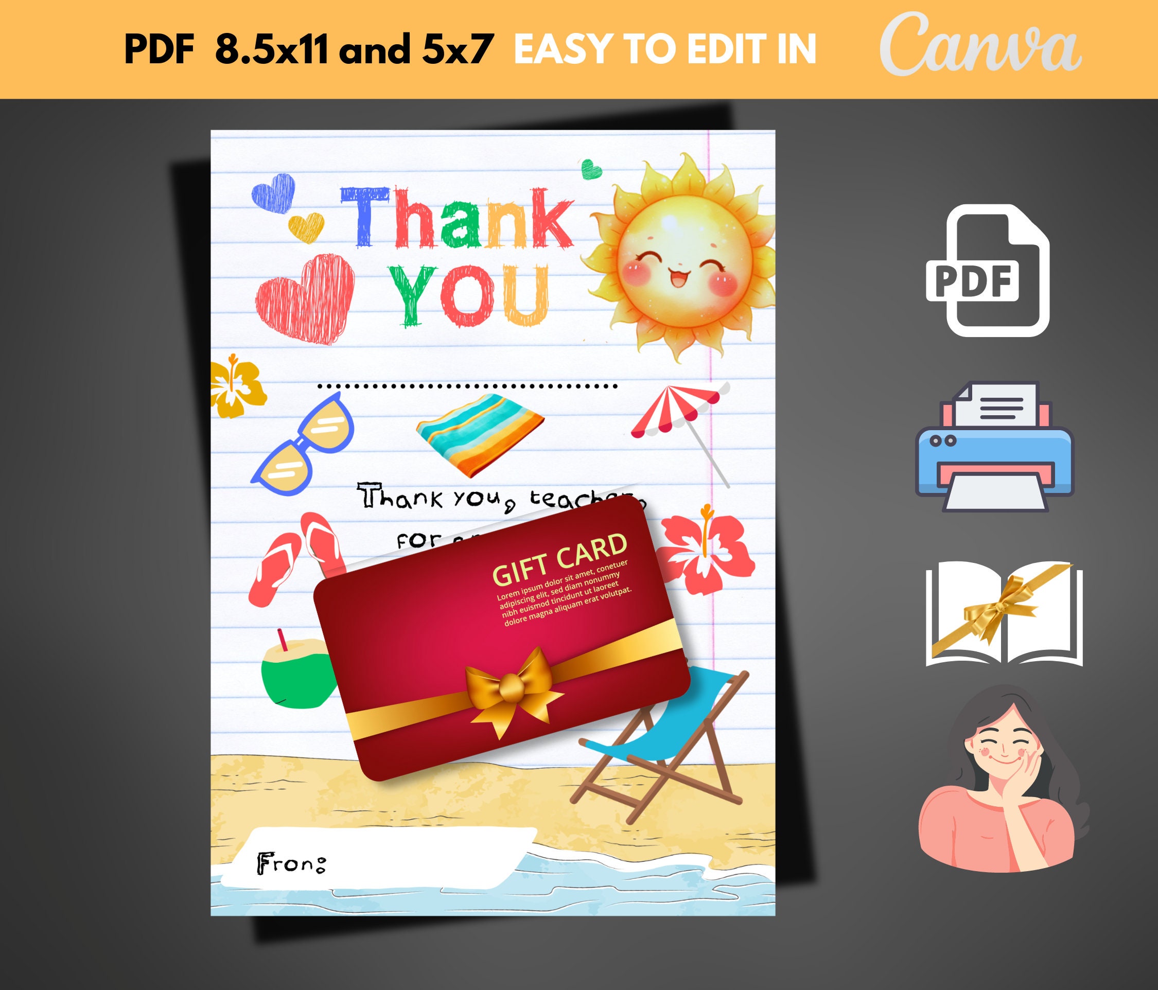 Teacher Thank You Appreciation,last Day of School , Teachers Gift Card ...