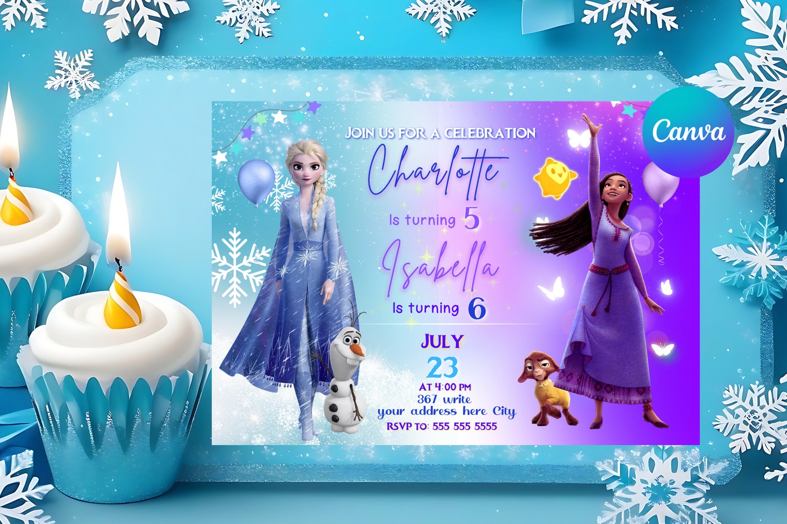 Sibling Birthday Invitation,double Birthday Invitation,dual Combined ...