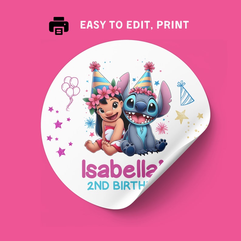 Lilo Stitch Cupcake Topper, Printable Editable Cupcake Topper, Stitch ...