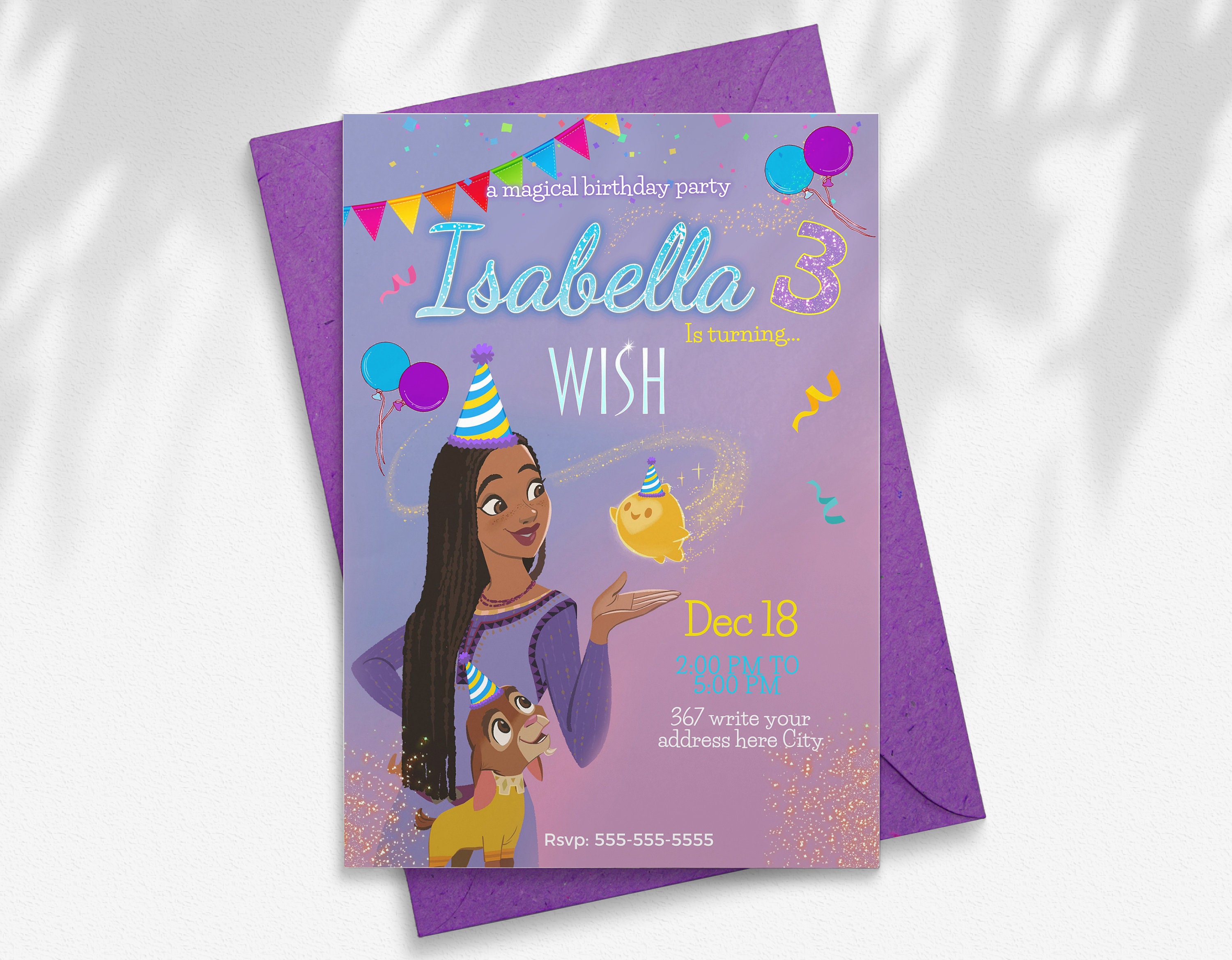 Birthday Party WISH Digital Invitation Editable, Printable , INVITE ...