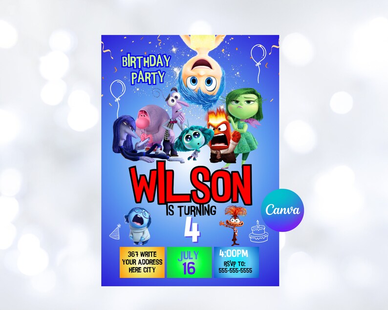 Inside Out Two Birthday Invitation, Inside Out 2 Birthday Theme ...