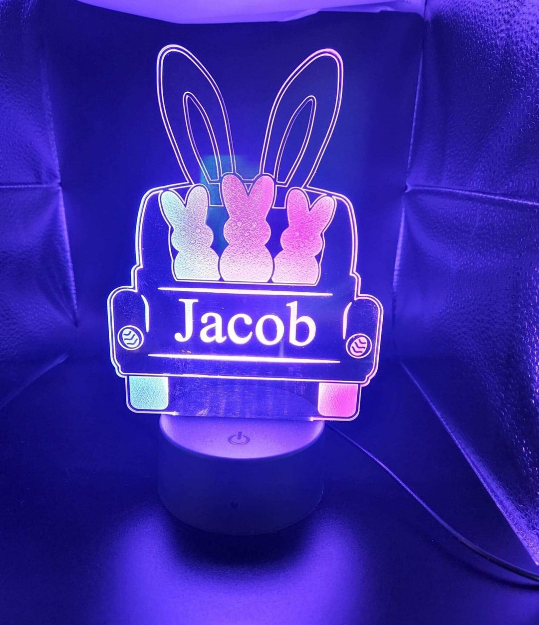 Easter Bunny Truck With Customizable Name Acrylic LED Light - Etsy