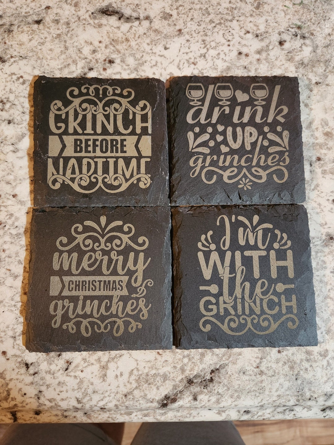 Grinch Slate Coasters 1 - Etsy