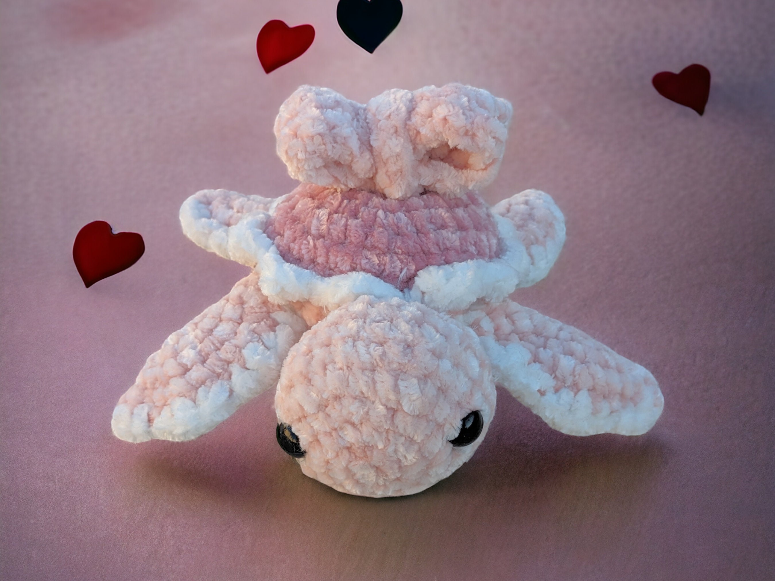 Finished Mini Pink Turtle With Pink Bow Plushie Plush Turtle Ready to ...