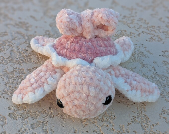 Mini Pink Turtle With Pink Bow Plushie Plush Turtle - Etsy