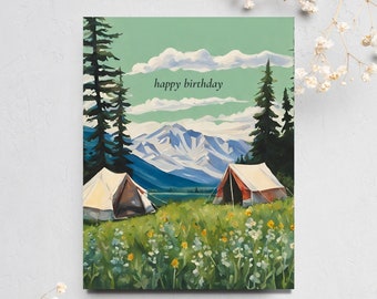 Happy Camper // Adventure Birthday Card, Birthday Card for Outdoors ...