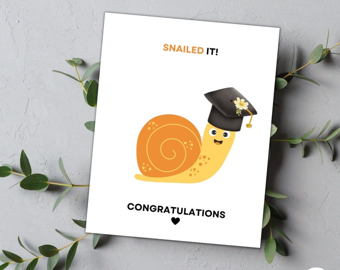 Snailed It, Cute Graduation Card, Funny Graduation Card, Custom ...