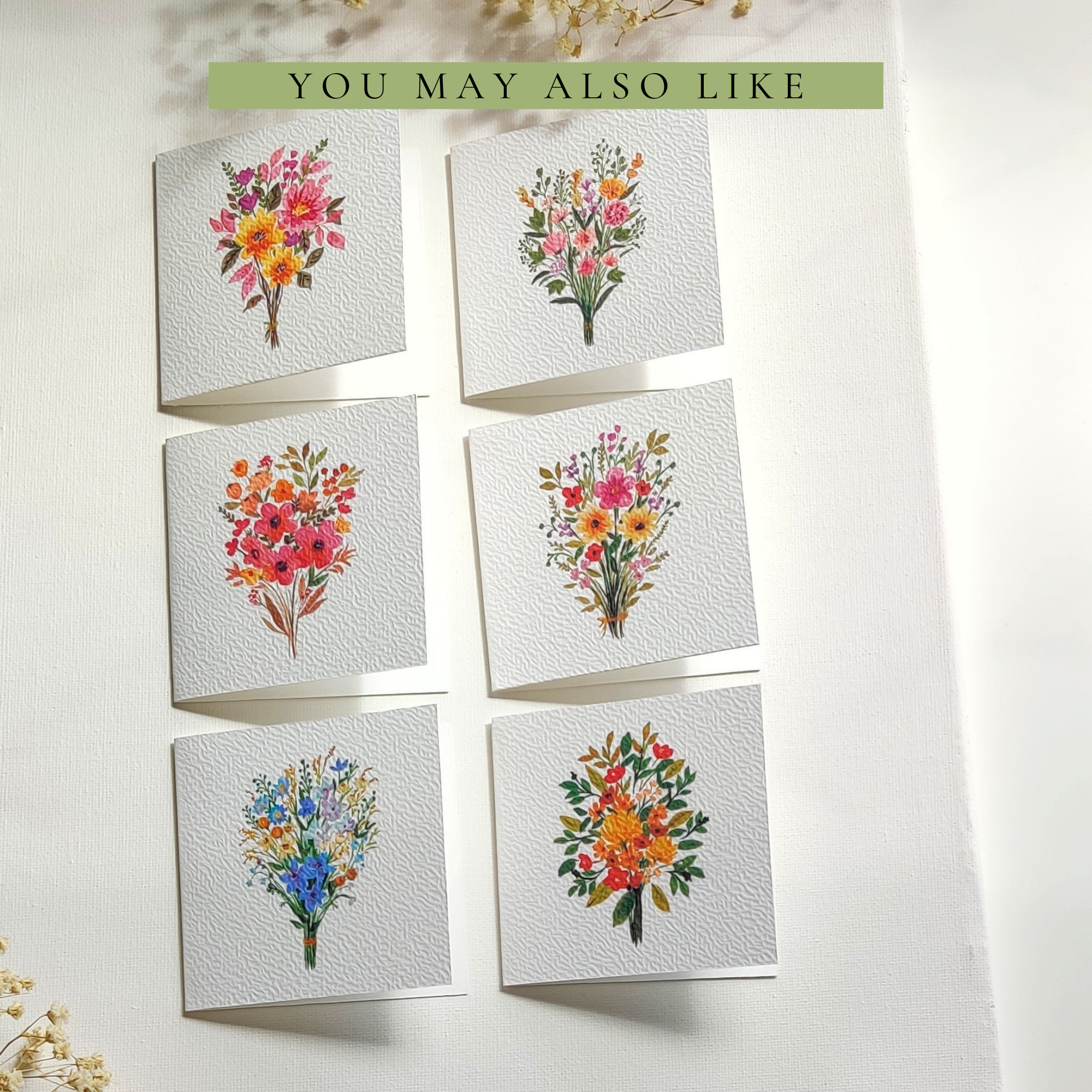 6 Mini Card Set, Floral Card, Watercolor Flowers, Textured Paper ...