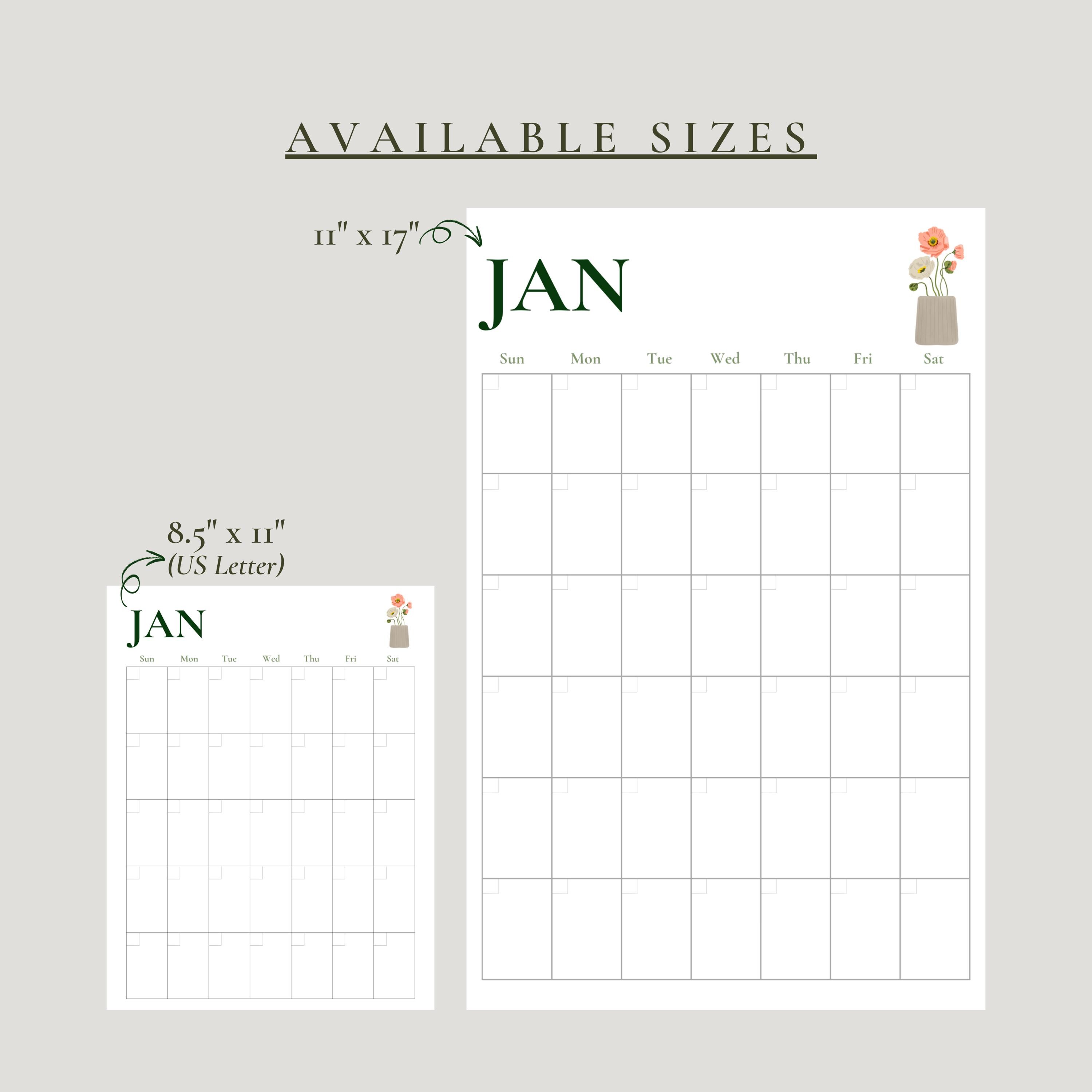 Minimalist Large Wall Calendar Planner, Undated Wall Planner, Wall ...