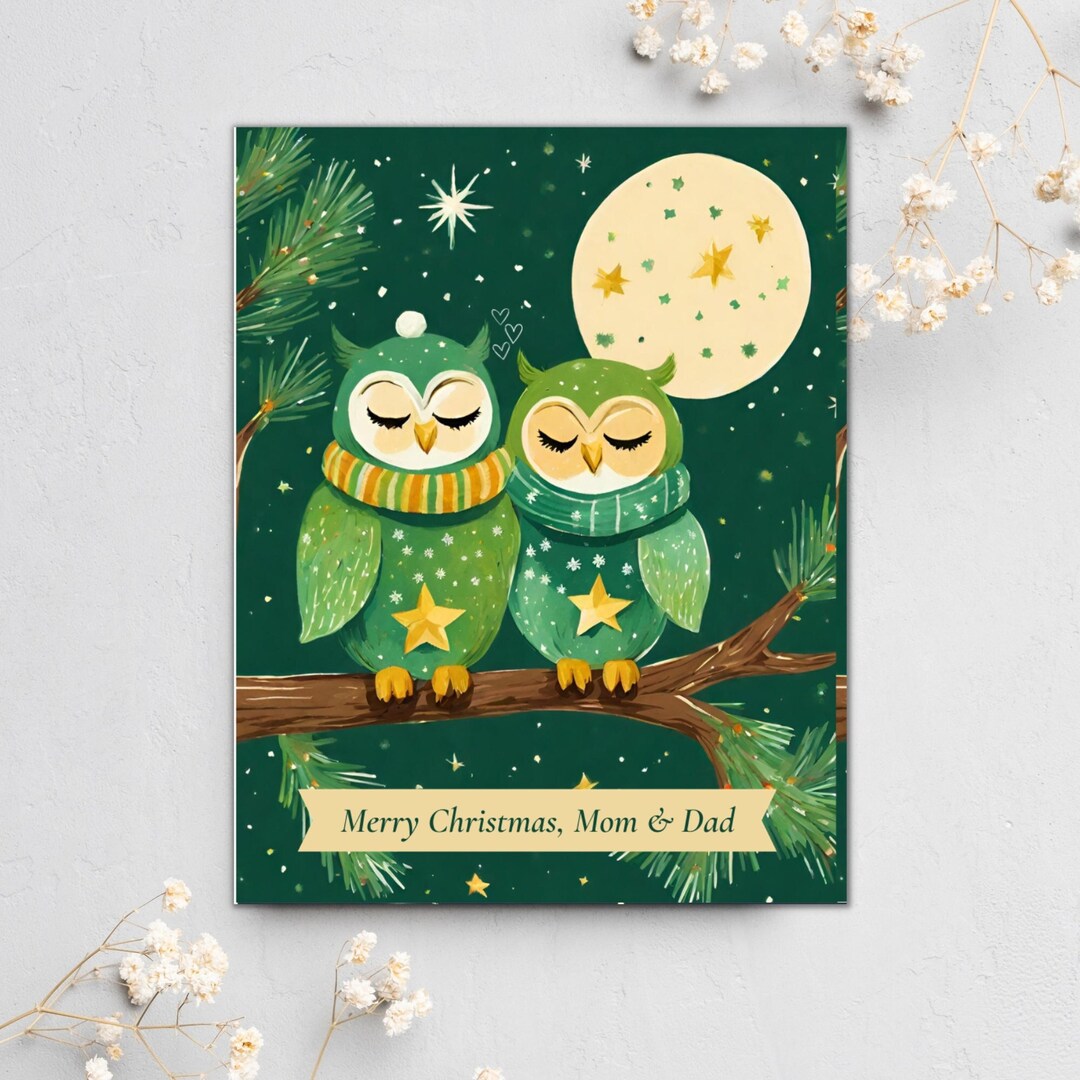 Christmas Card for Couples, Snowy Winter Christmas, Stary Night ...
