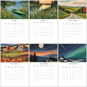 2025 Calendar, Landscape Calendar, 12 Month Desktop Calendar, Handmade ...
