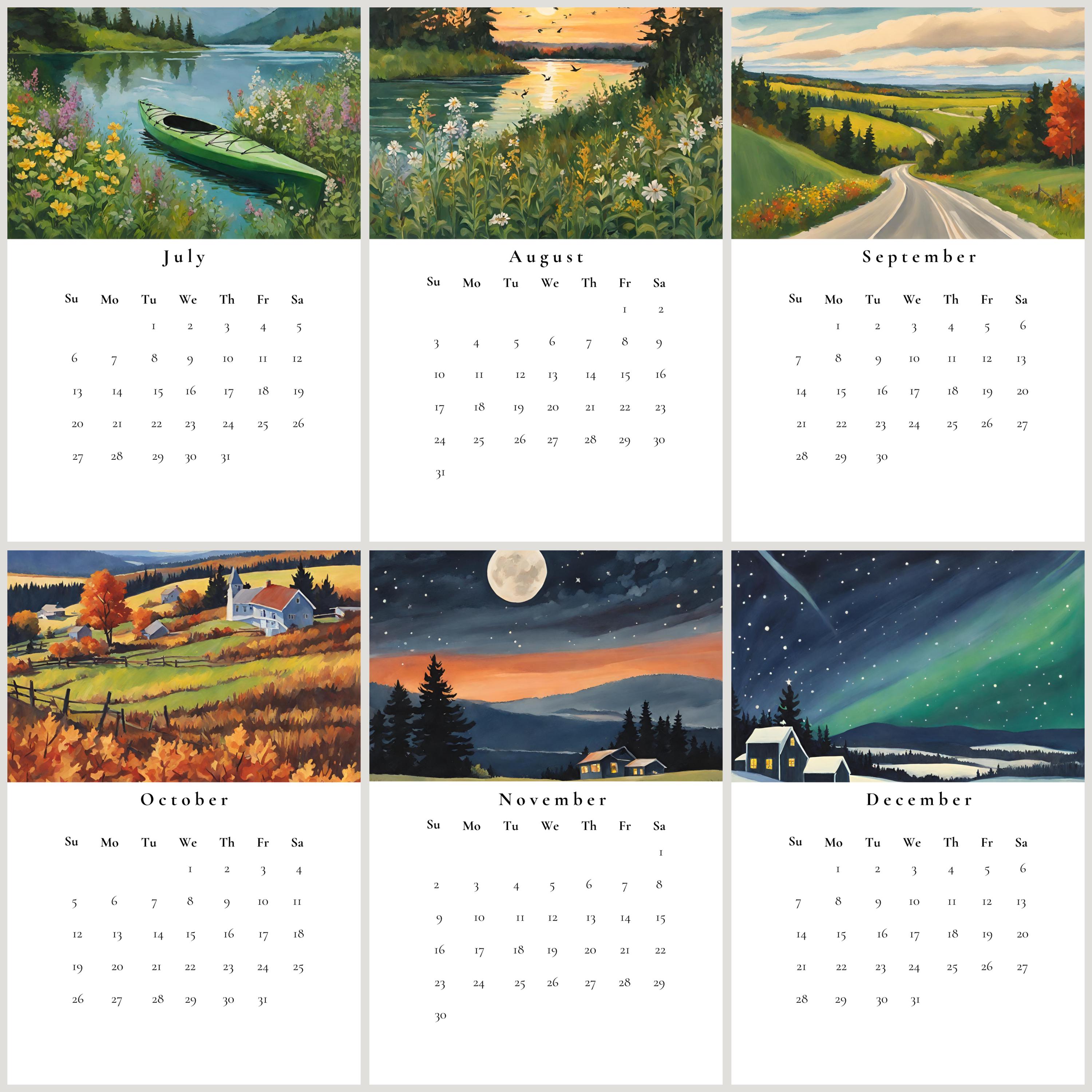 2025 Calendar, Landscape Calendar, 12 Month Desktop Calendar, Handmade ...