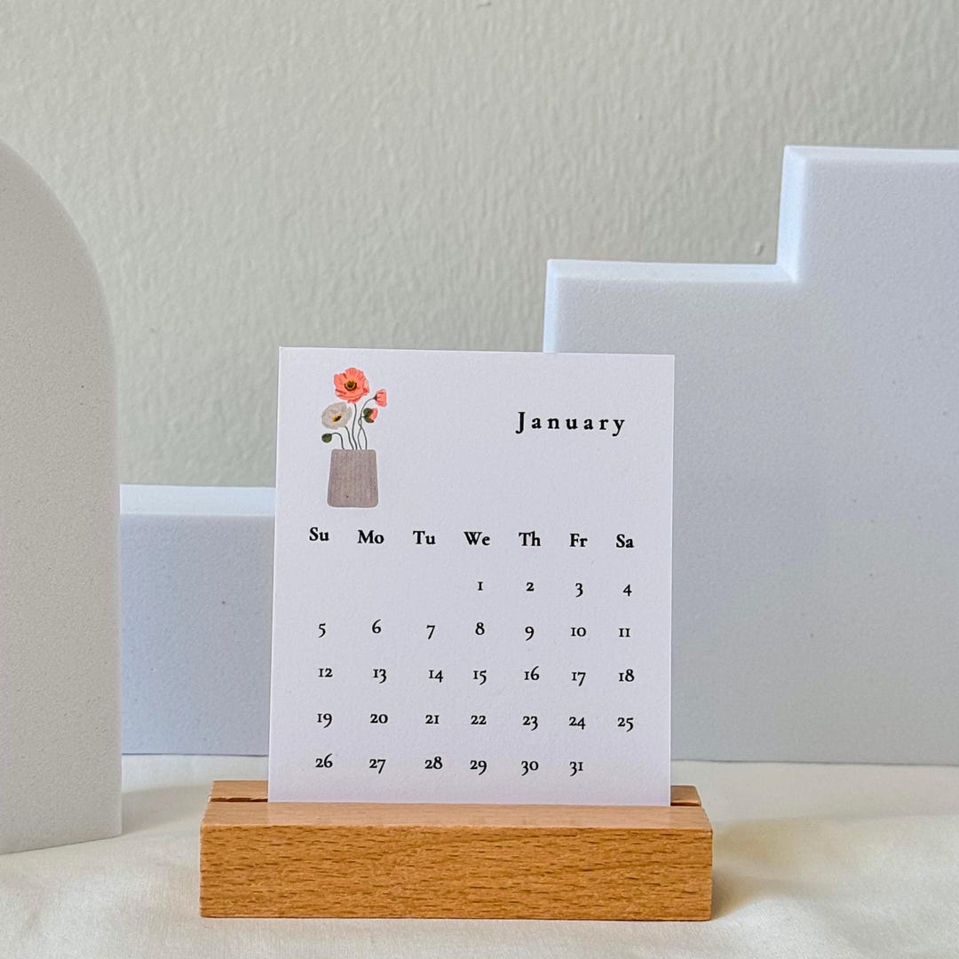 Mini Floral Desk Calendar, 2025 Cute Small Desk Calendar, Aesthetic ...