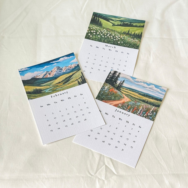2025 Calendar, Landscape Calendar, 12 Month Desktop Calendar, Handmade ...