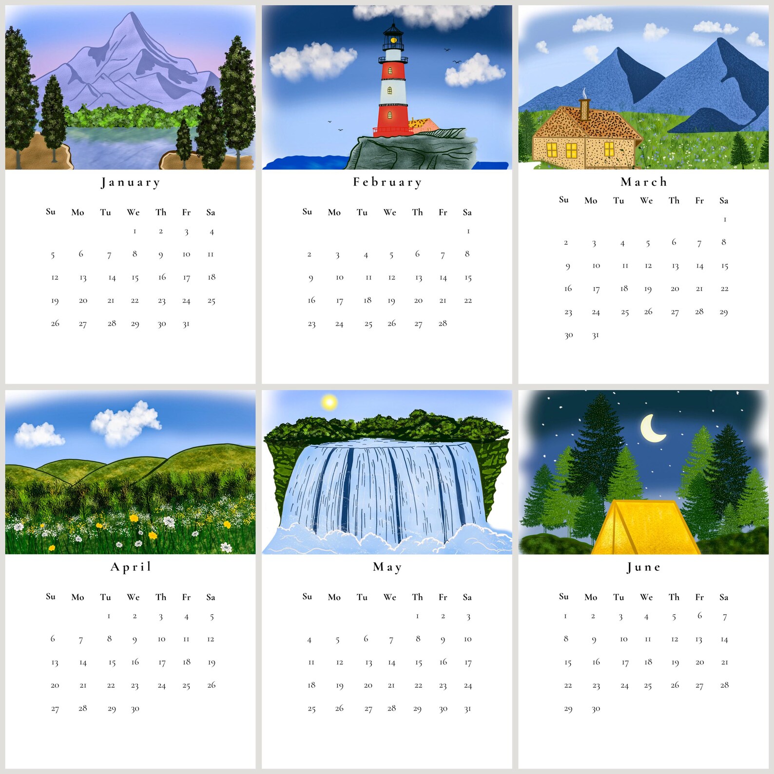 2026 Landscape Desk Calendar, Desk Calendar for Nature Lover, Nature ...