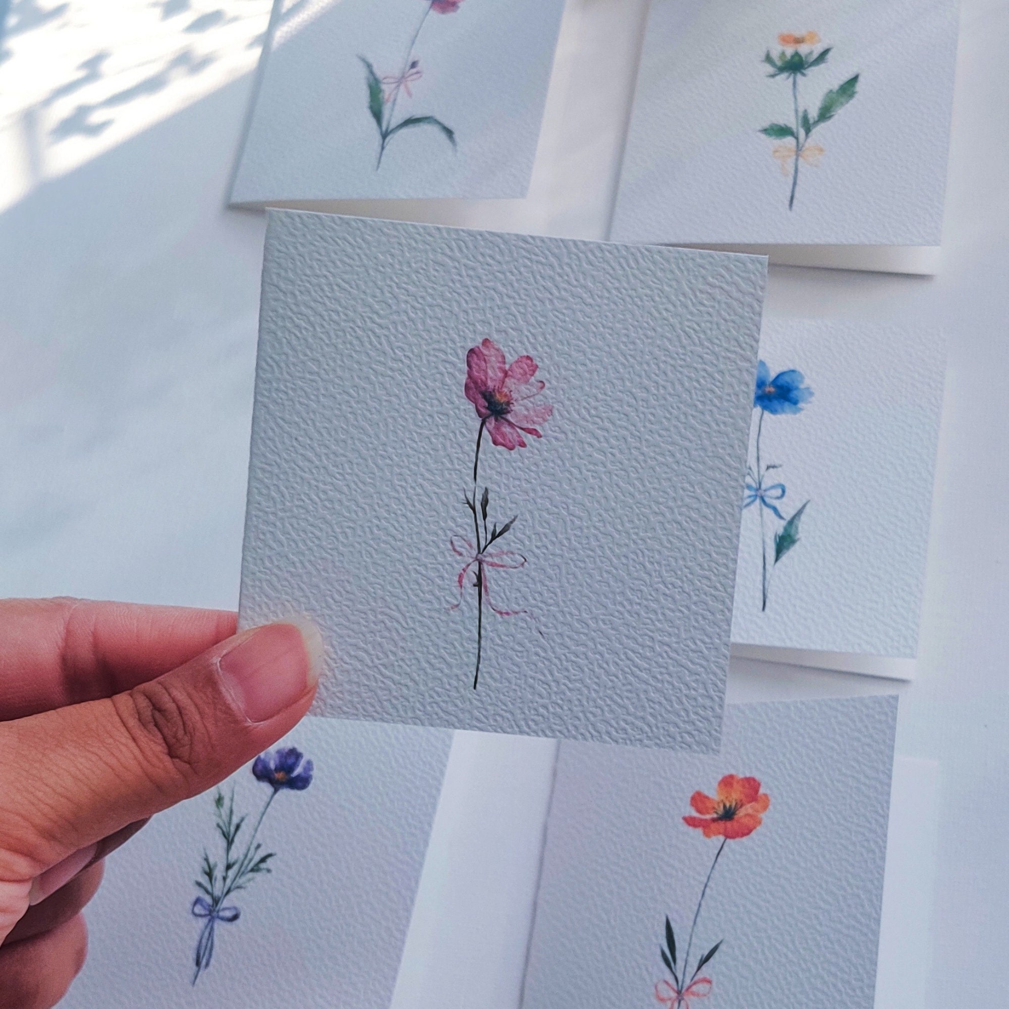 6 Watercolor Floral Mini Card Set, Note Card Set, Mini Thank You Card ...