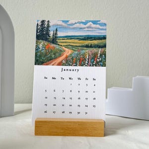 2025 Calendar, Landscape Calendar, 12 Month Desktop Calendar, Handmade ...