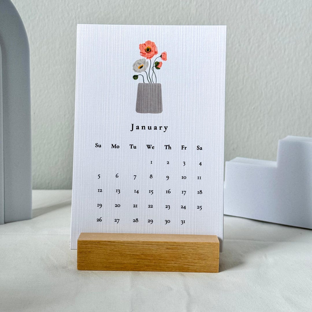 2025 Minimalist Floral Desk Calendar, Aesthetic Floral Desktop Calendar ...