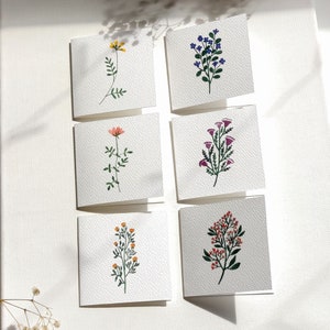 6 Mini Card Set, Floral Card, Watercolor Flowers, Textured Paper ...