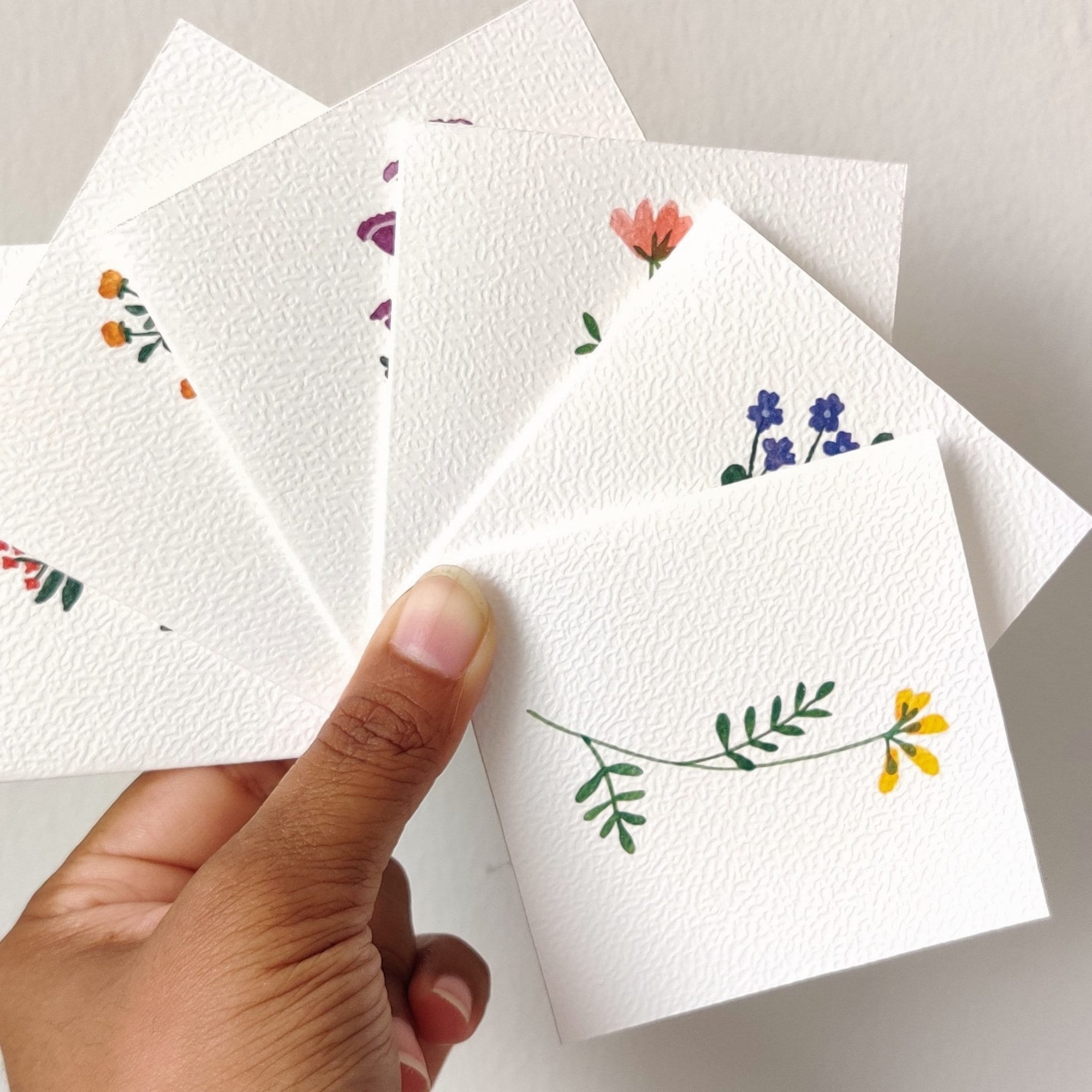 6 Mini Card Set, Floral Card, Watercolor Flowers, Textured Paper ...