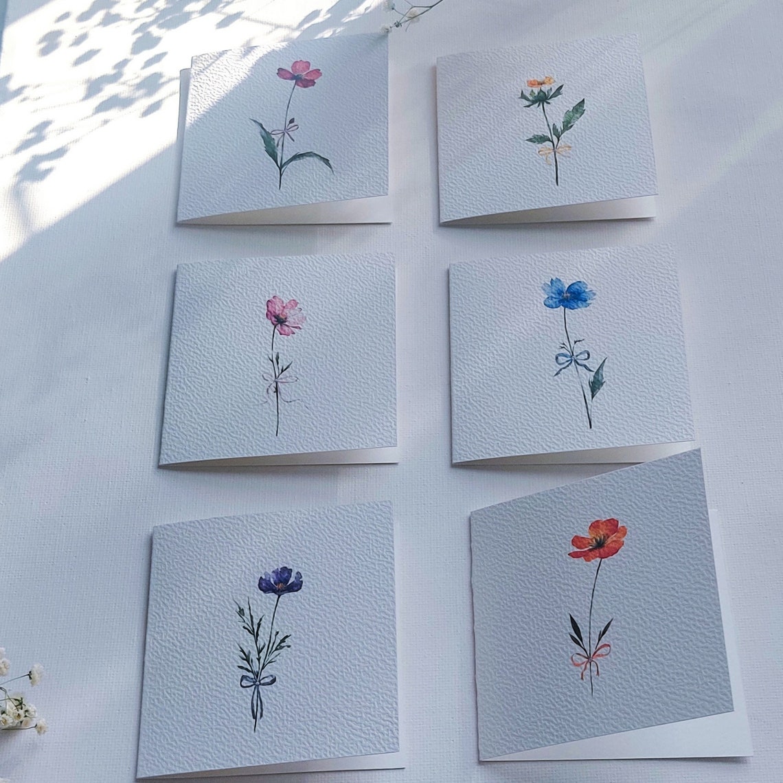 6 Watercolor Floral Mini Card Set, Note Card Set, Mini Thank You Card ...