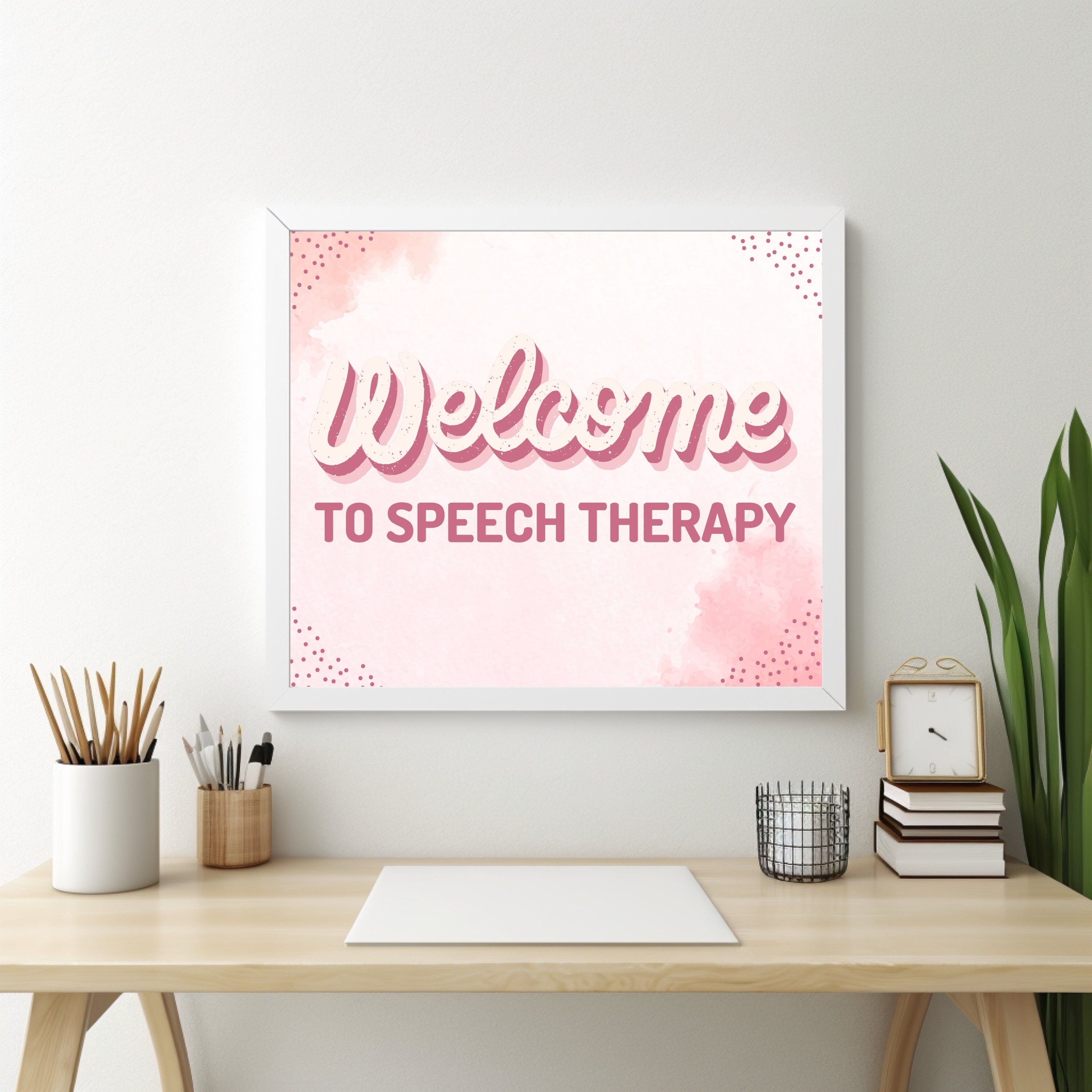 Welcome to Speech Therapy Retro Pink Art Design for SLP - Etsy