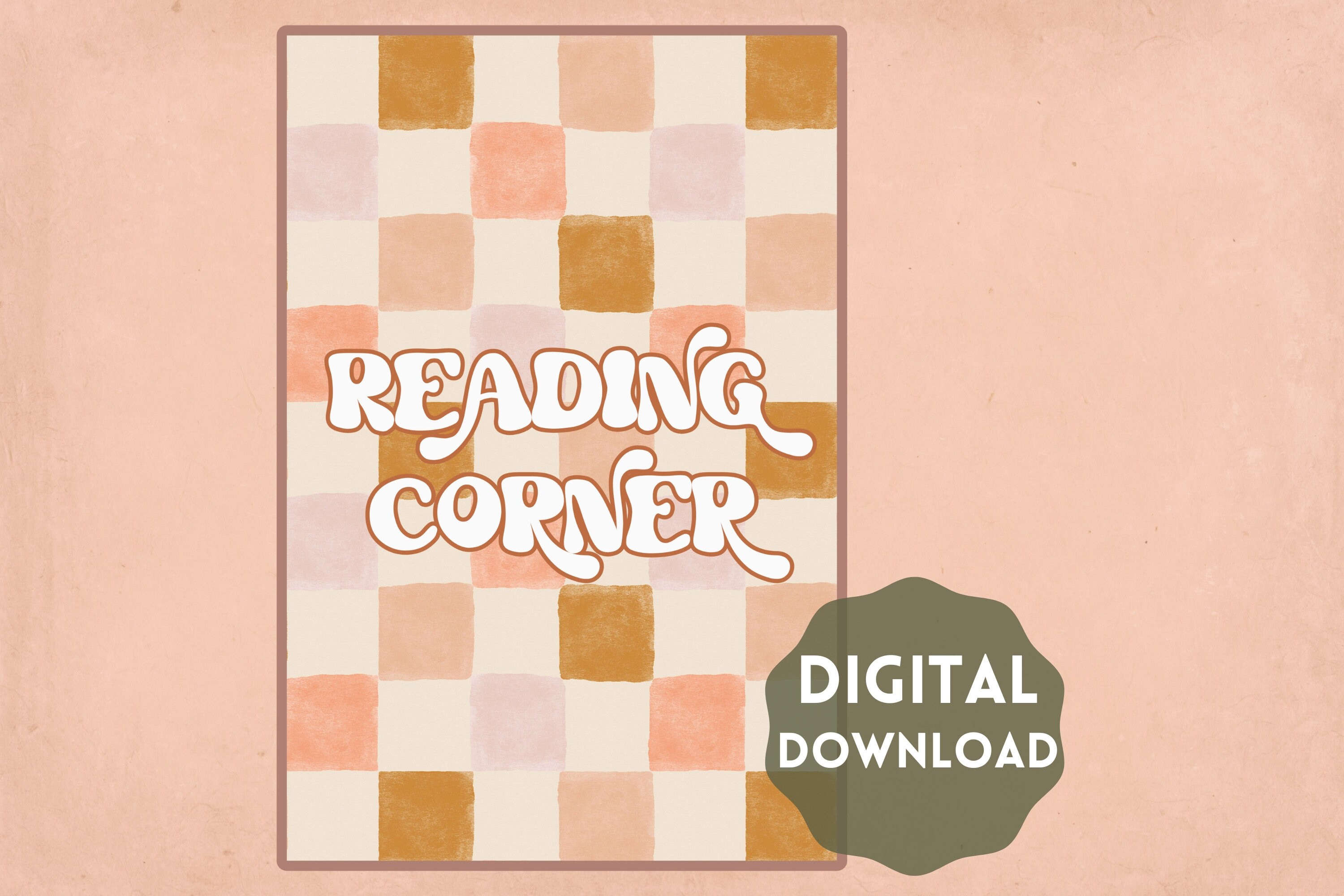 Reading Corner Printable Poster Checkered Boho Classroom - Etsy