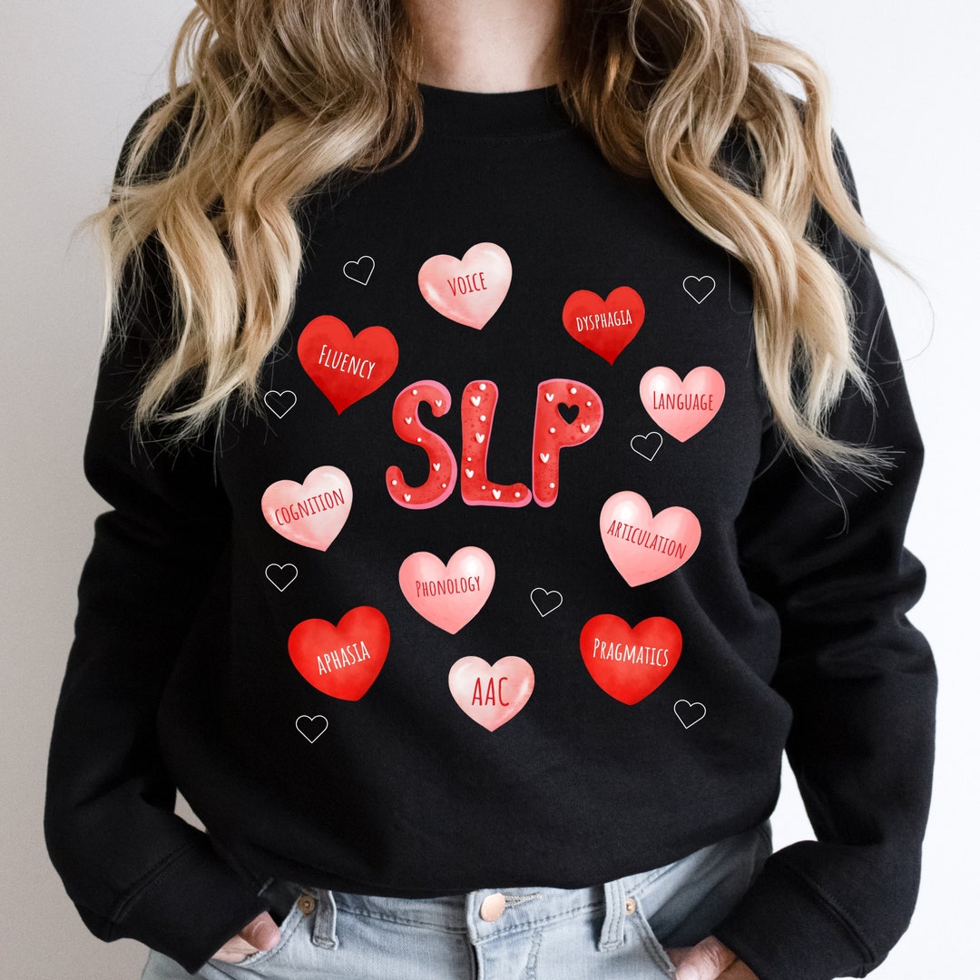 SLP Valentine's Day Heart Crew Neck Sweatshirt, Lovely Speech Therapy ...