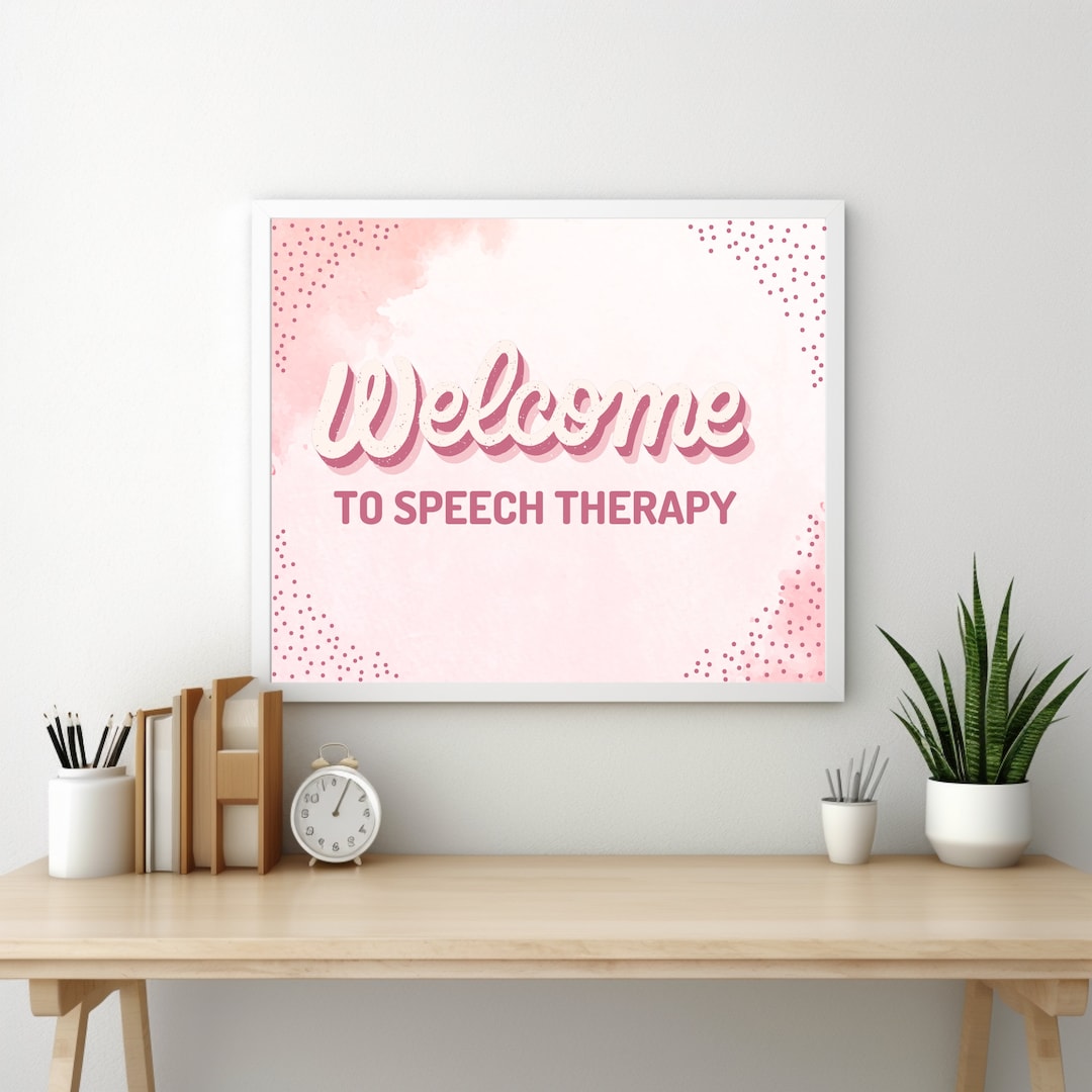 Welcome to Speech Therapy, Retro Pink Art Design for SLP Office ...
