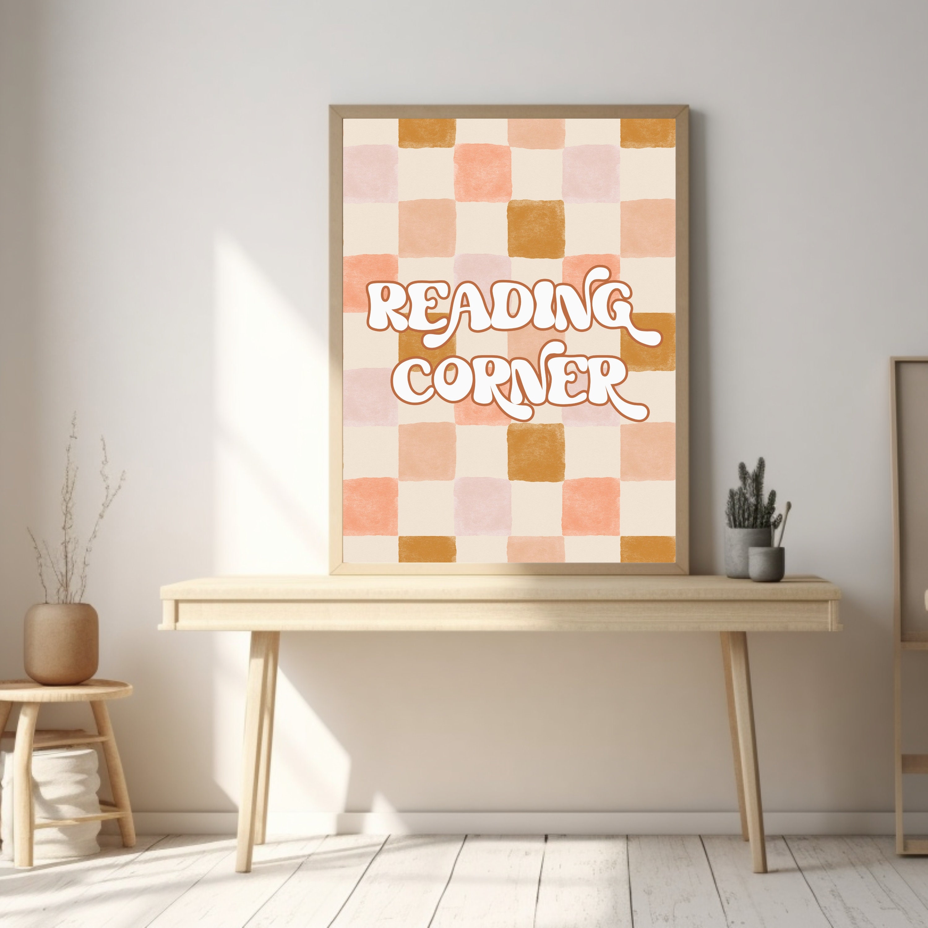Reading Corner Printable Poster Checkered Boho Classroom - Etsy