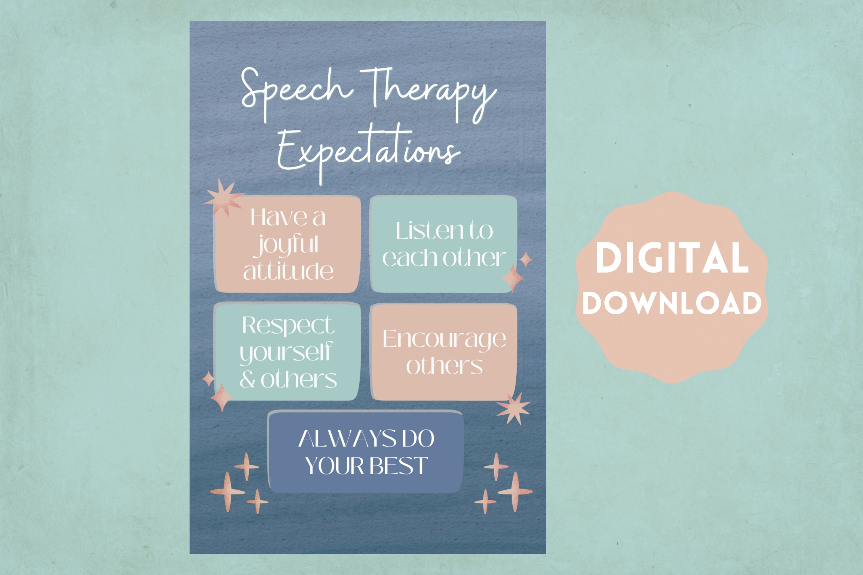 Speech Therapy Expectations Chart, Digital Download, SLP Room Rules ...