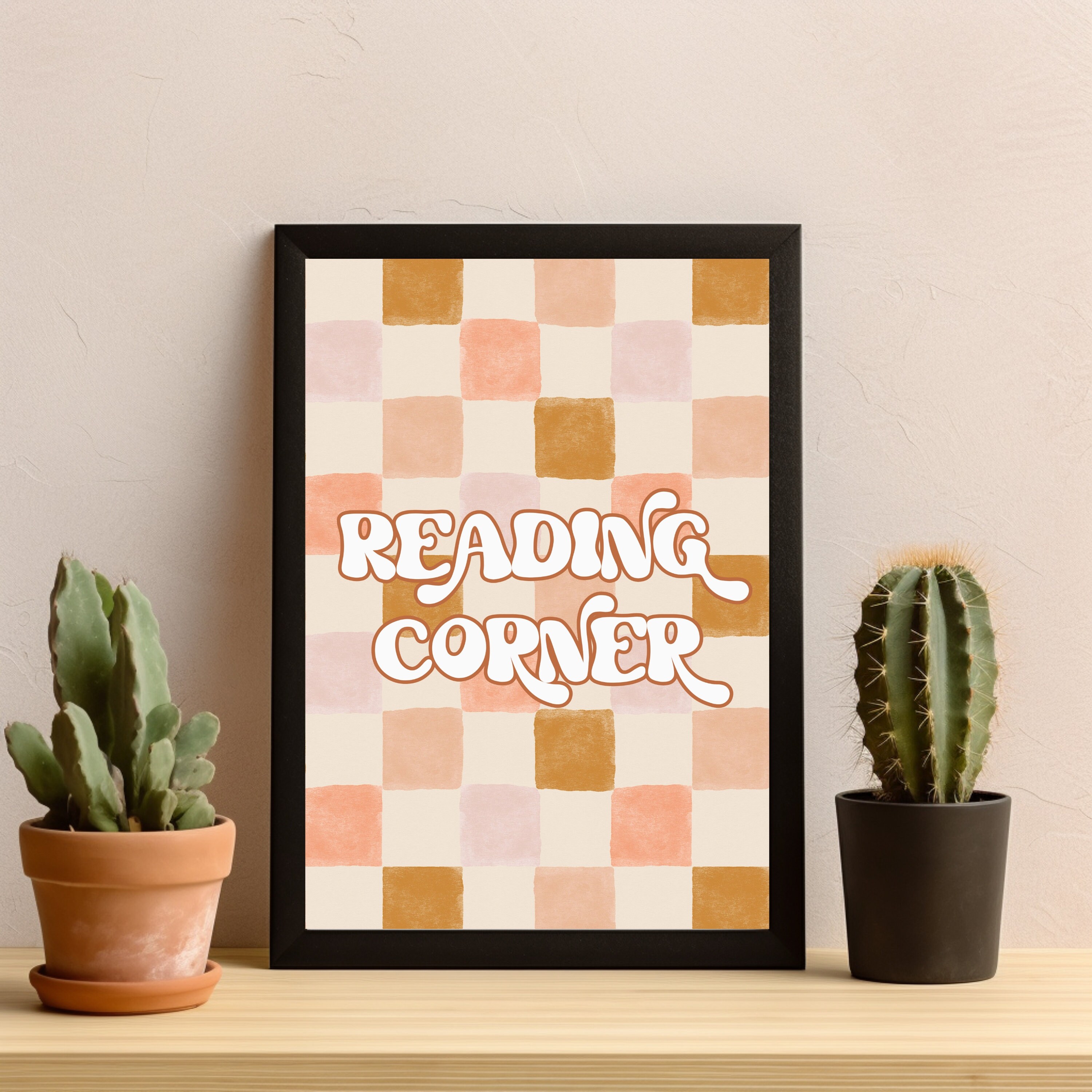 Reading Corner Printable Poster Checkered Boho Classroom - Etsy