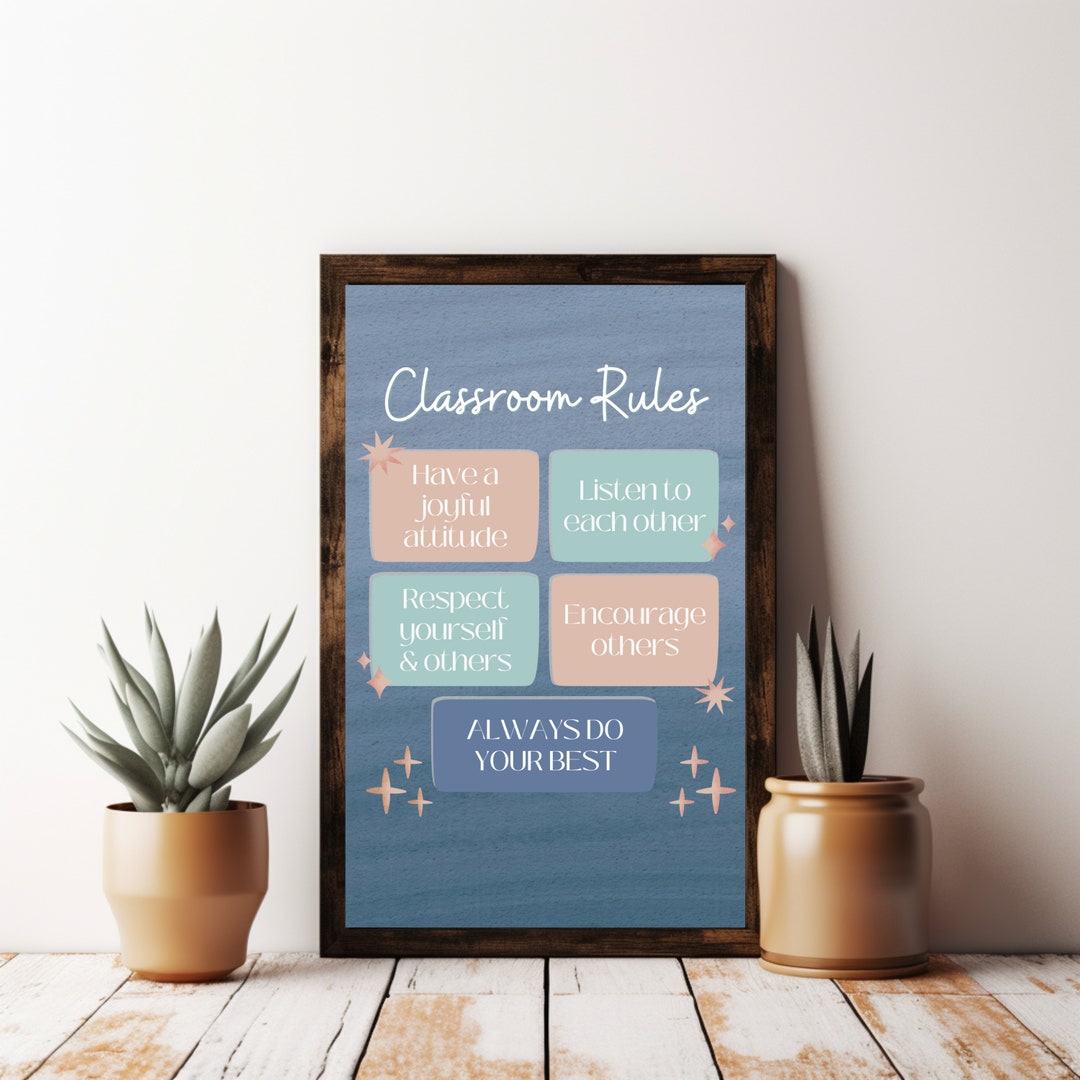 Rules for Classroom, Boho Class Decor, Digital Download, Back to School ...