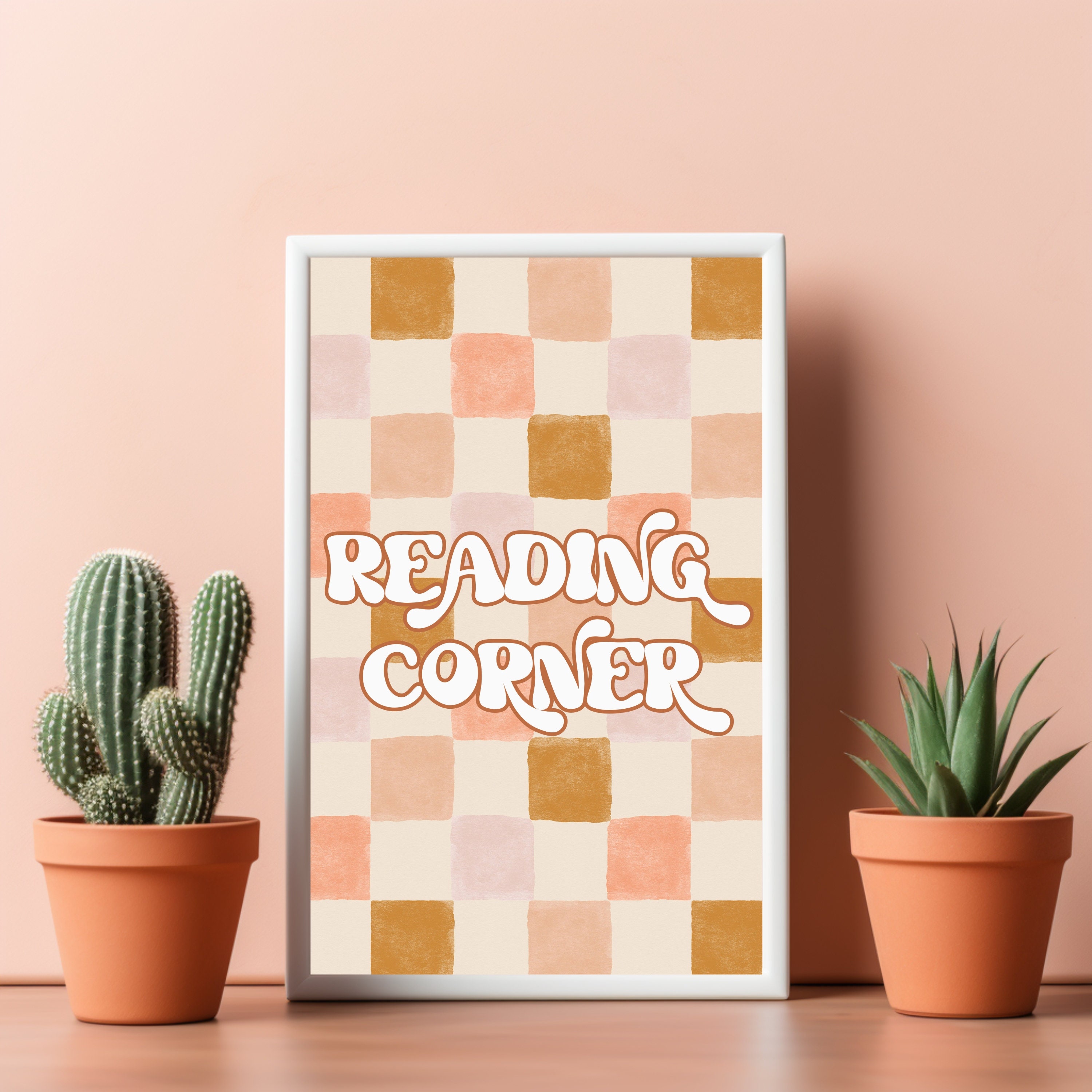 Reading Corner Printable Poster Checkered Boho Classroom - Etsy