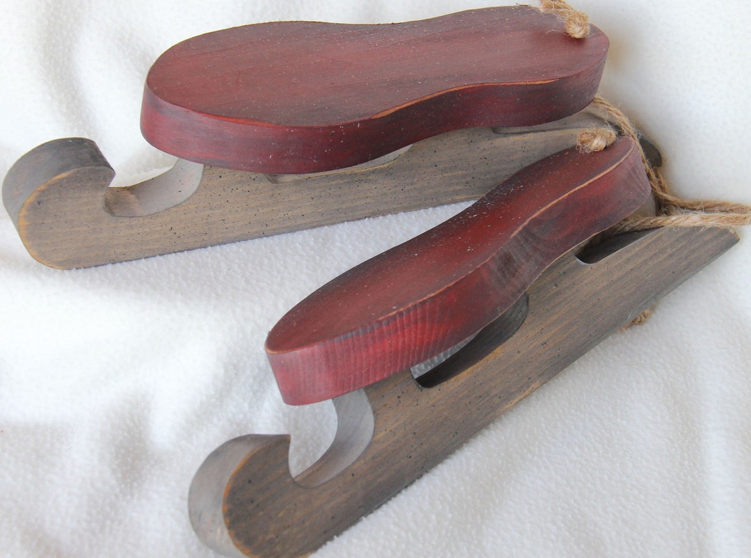 WOODEN BOBSKATES With Driftwood Grey Stained Blades Paired - Etsy
