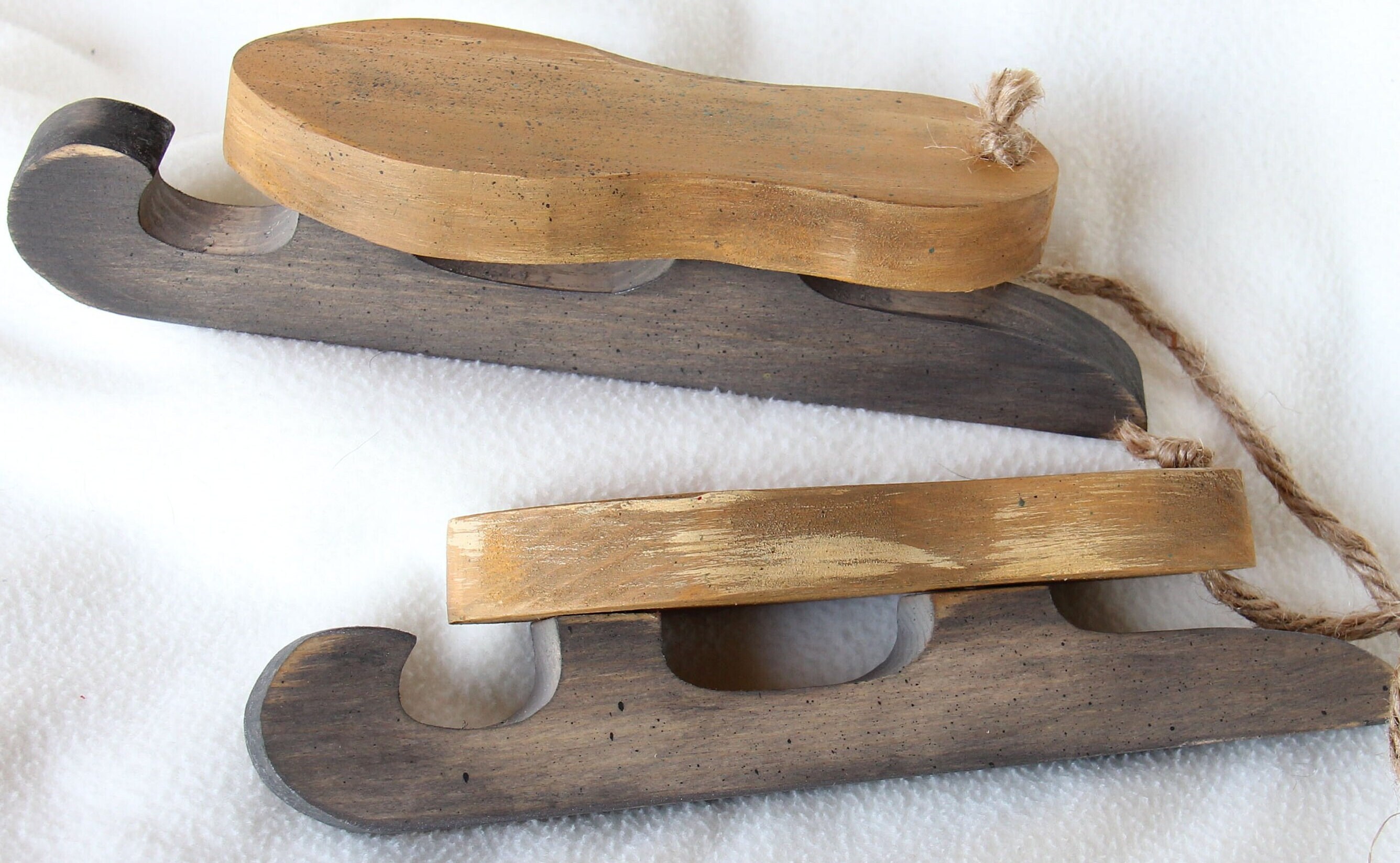 WOODEN BOBSKATES With Driftwood Grey Stained Blades Paired - Etsy