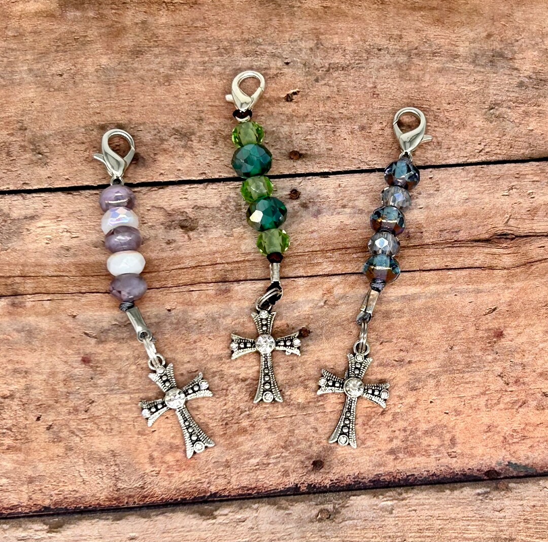 Cross Zipper Pulls With Czech Glass Beads Great Gift for Confirmation ...