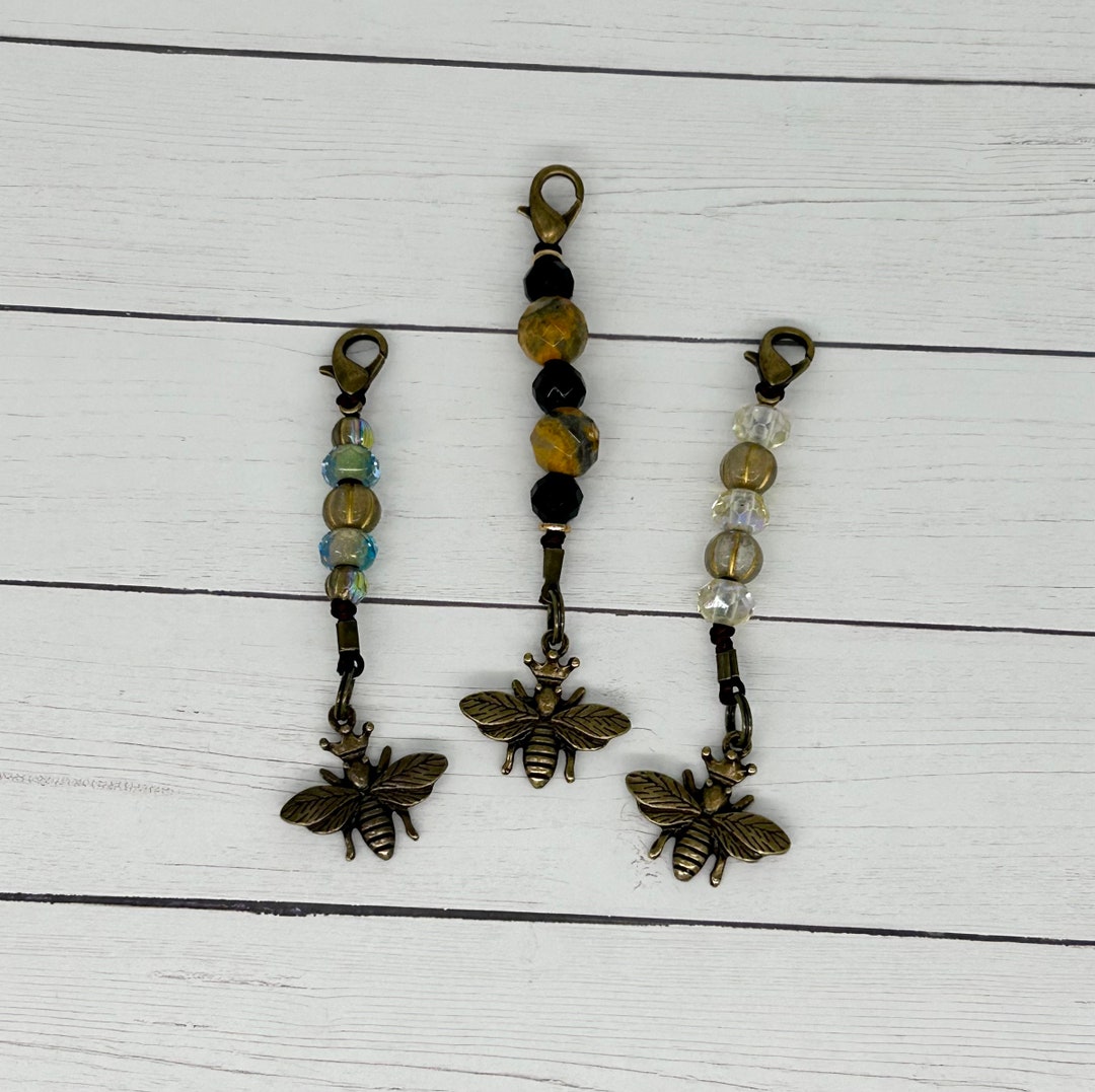 Queen Bee Zipper Pulls With Czech Glass and Gemstone Beads - Etsy