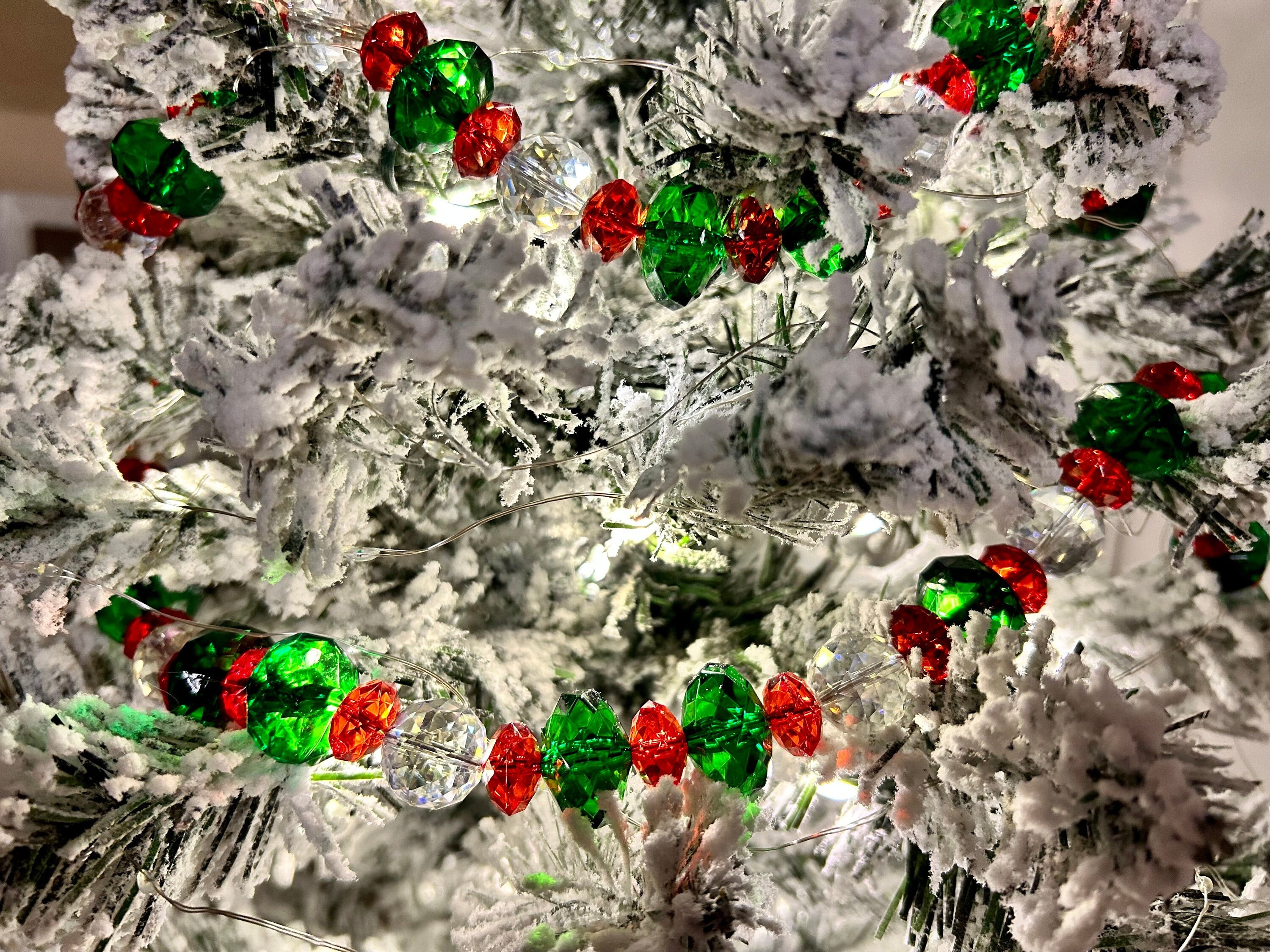 Handmade Vintage Look Garland for Tree or Mantle Crystal and Acrylic ...