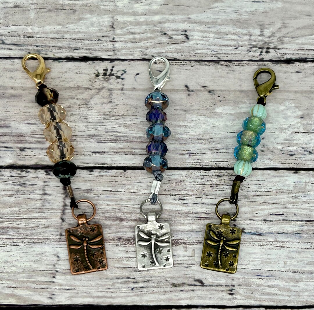 Dragonfly Zipper Pulls With Czech Glass Beads - Etsy