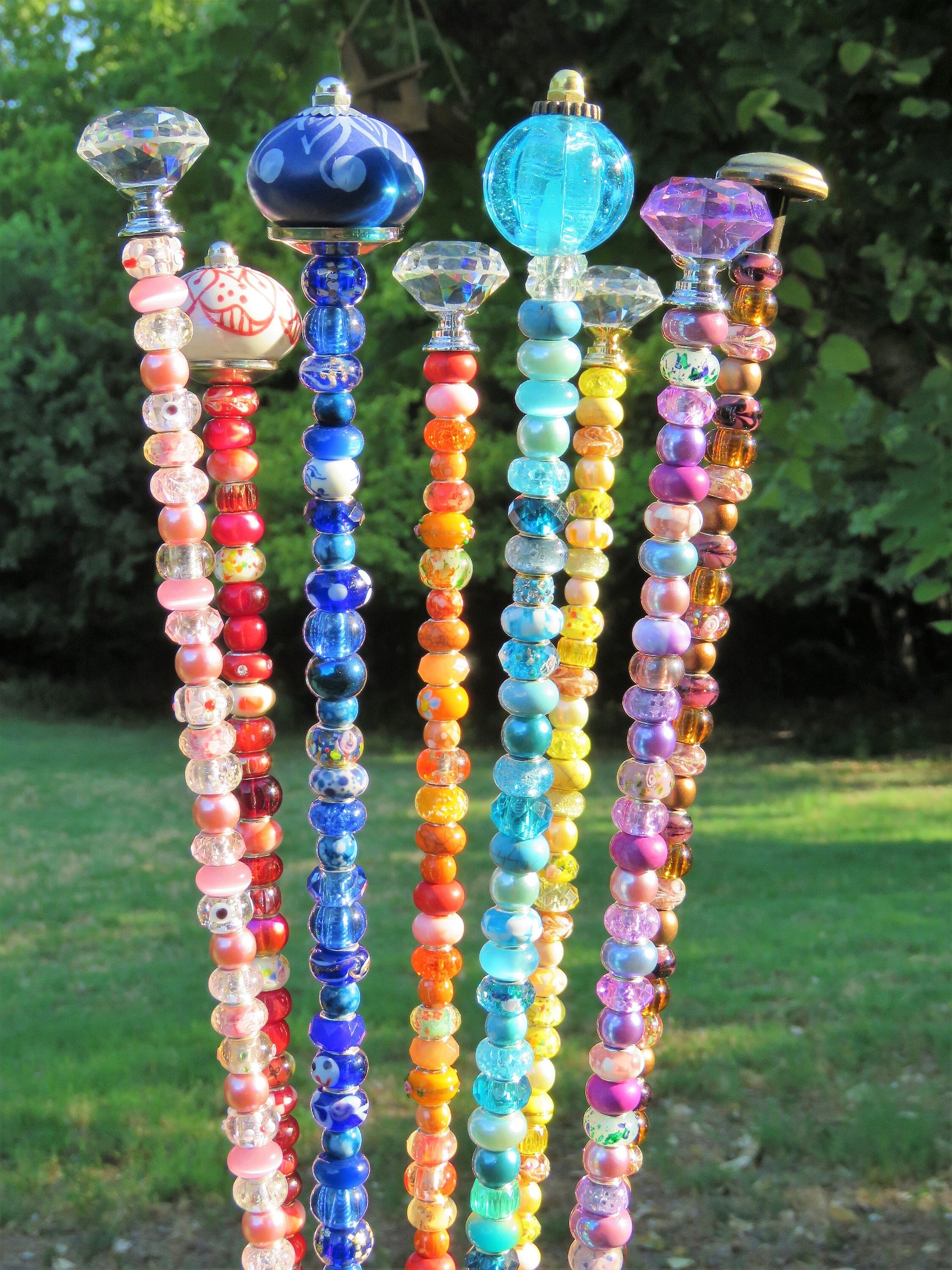Decorative Beaded Garden Stakes 18 Tall Perfect Gift for - Etsy