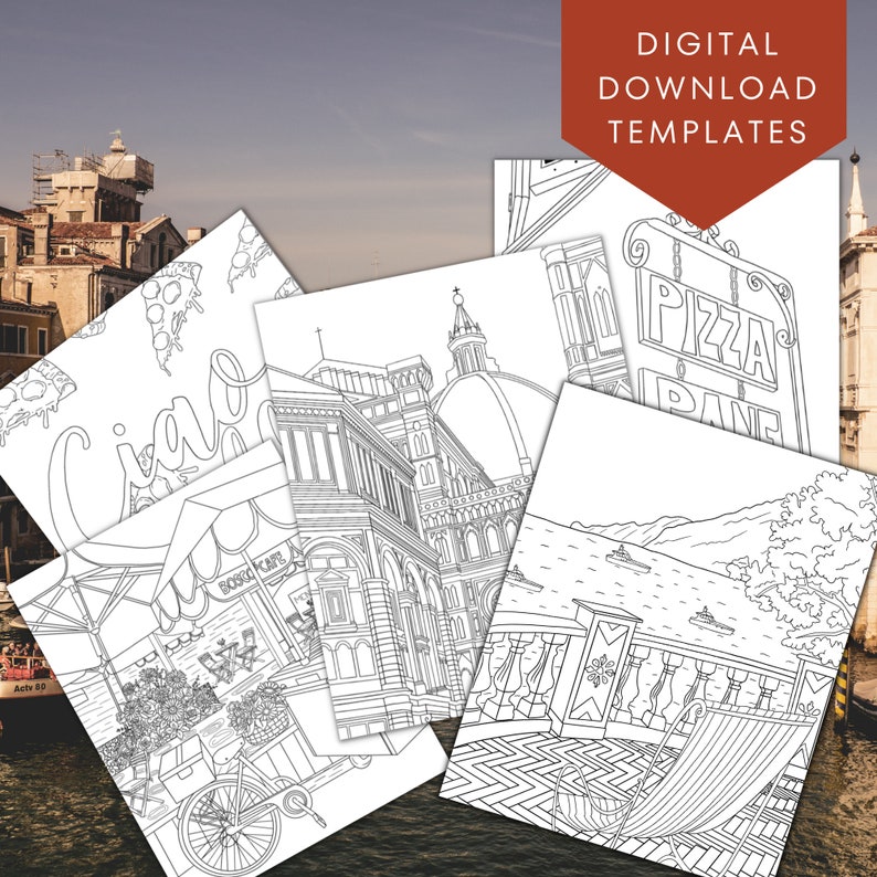 Italian Summer Coloring Book/ Digital / Italy Coloring Pages / Coloring ...