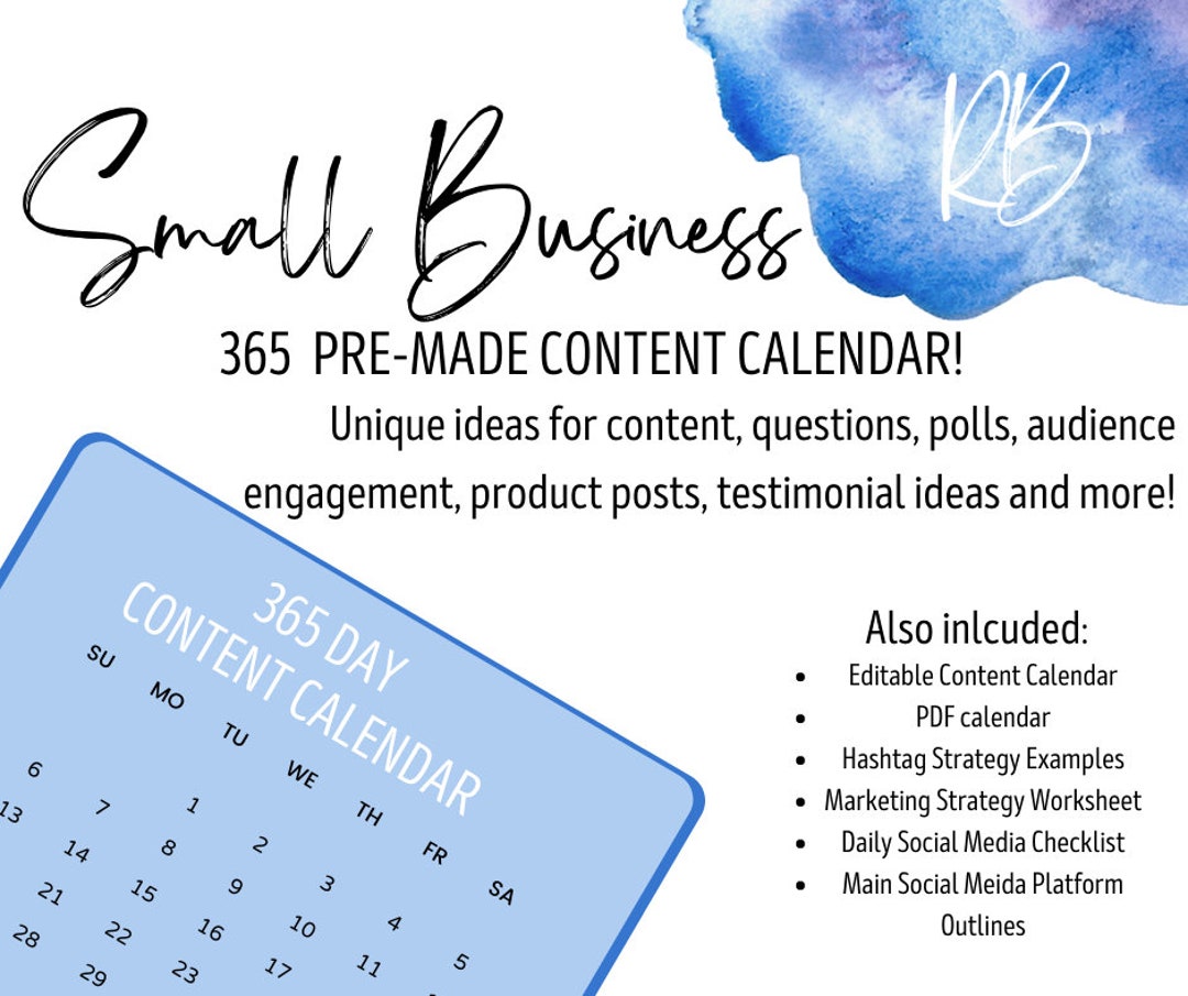 365 Days Small Business Content Calendar - Etsy