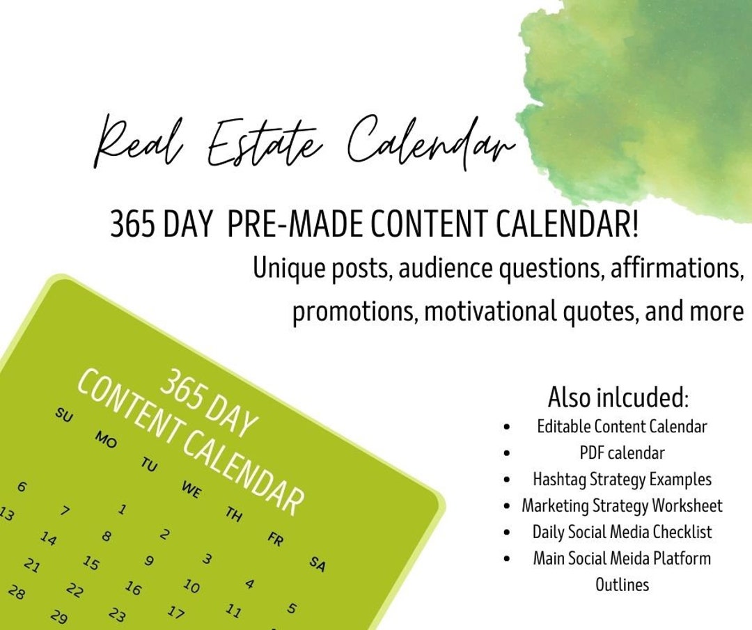 365 Day Content Calendar for REAL ESTATE - Etsy
