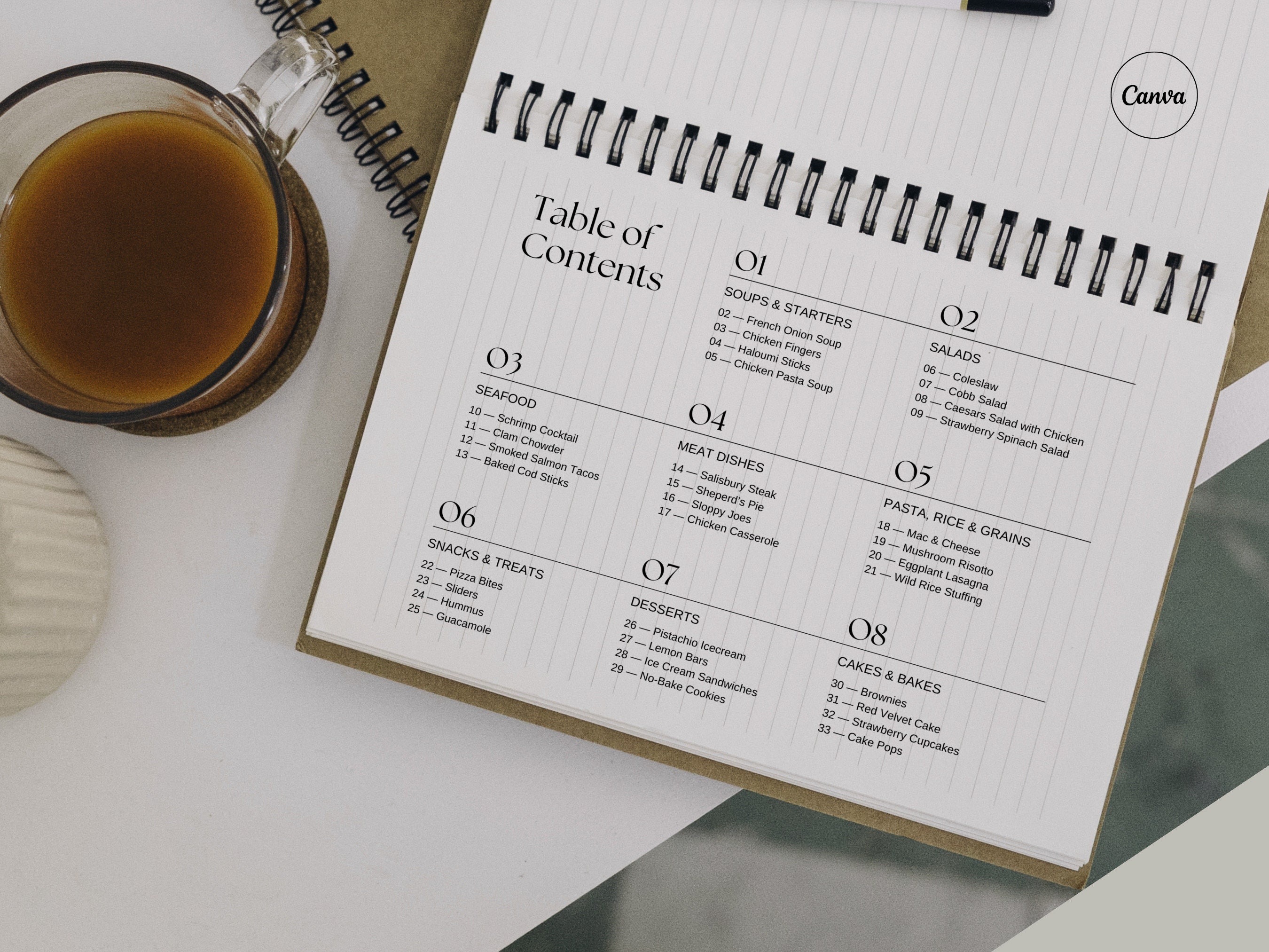 Table of Contents, Cookbook Template, Recipe Book Template, Editable ...