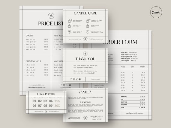 Complete Candle Branding Set. Price List Template. Order Form - Etsy