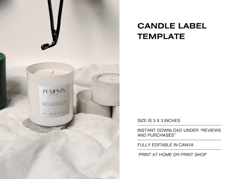Square Candle Label Template, Autumn Scented Candles, Fall Candle Label ...