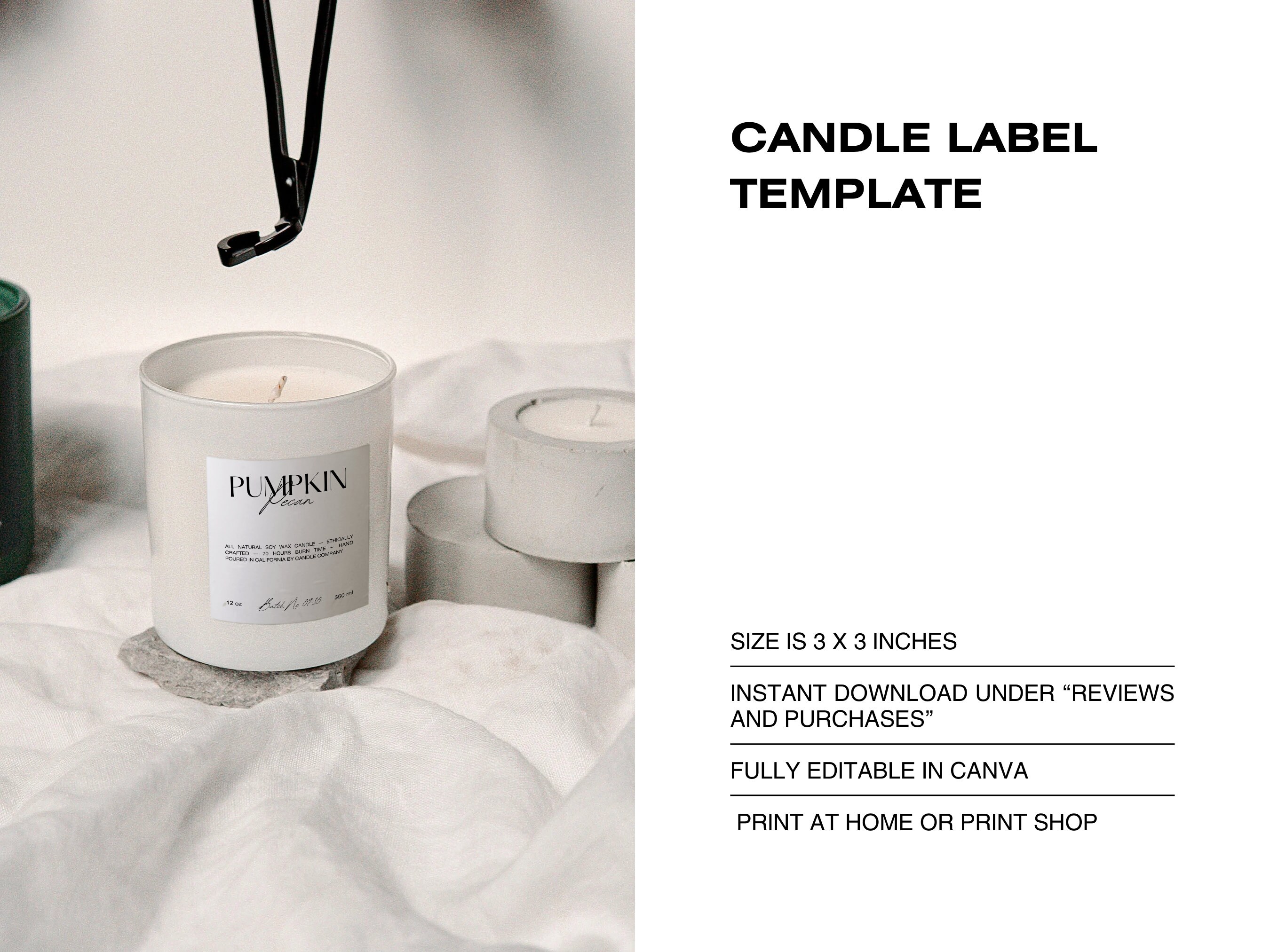 Square Candle Label Template, Autumn Scented Candles, Fall Candle Label ...