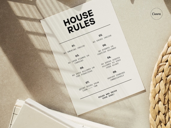 Editable Airbnb House Rules Sign House Rules Template Etsy